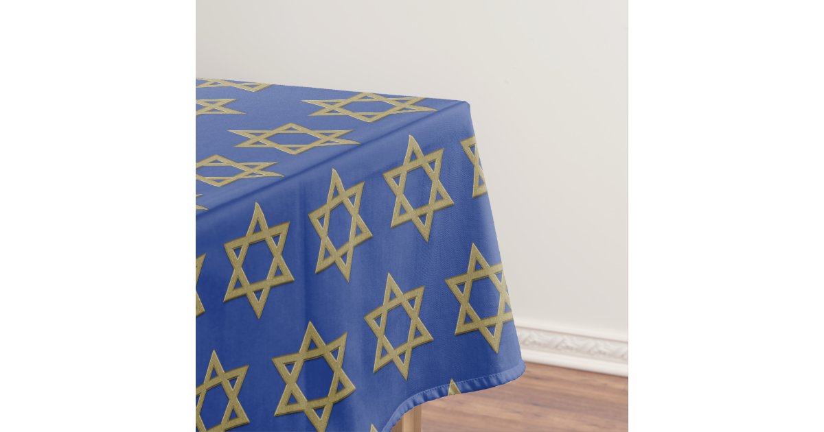 Modern Mid Blue | Chanukah | STAR OF DAVID Tablecloth | Zazzle