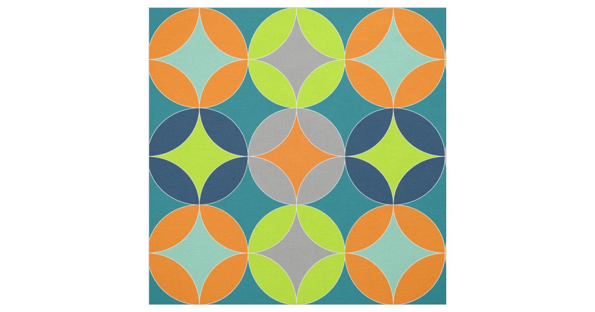 Modern Mid Century Circles Geometric Pattern Fabric | Zazzle