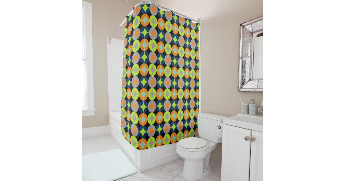 Modern Mid Century Circles Geometric Pattern Shower Curtain | Zazzle