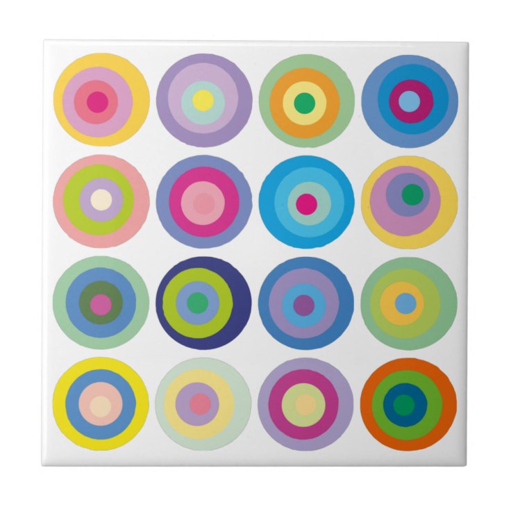Modern Mid Century Colorful Circles Pattern Ceramic Tile | Zazzle
