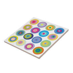 Modern Mid Century Colorful Circles Pattern Ceramic Tile | Zazzle
