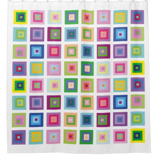 Modern Mid Century Colorful Squares Pattern Shower Curtain | Zazzle