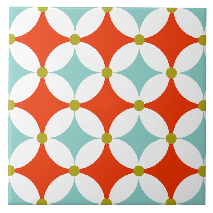 Modern Mid Century Geometric Pattern Ceramic Tile | Zazzle