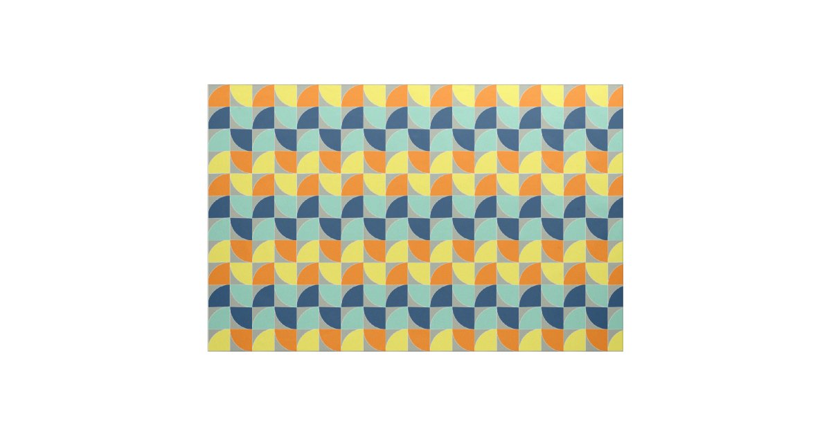 Modern Mid Century Geometric Pattern Fabric | Zazzle
