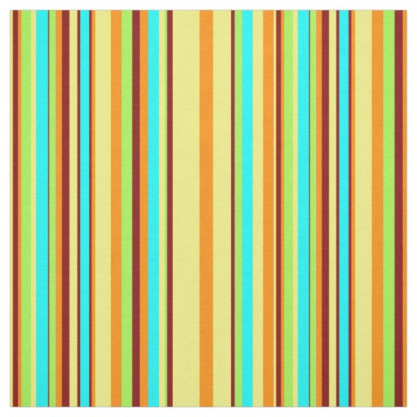 Mid-Century Modern Stripes, Coral, Black & White Fabric | Zazzle