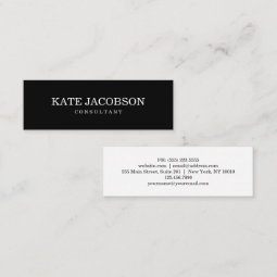 Modern Mini Simple Black Professional Mini Business Card | Zazzle