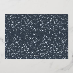 Modern minimal 1 photo navy blue script Christmas Foil Holiday Card ...