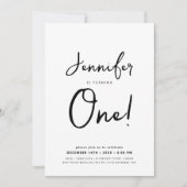 Modern Minimal 1st Birthday Script Black & White Invitation | Zazzle