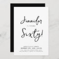 Modern Minimal 60th Birthday Script Black & White Invitation | Zazzle