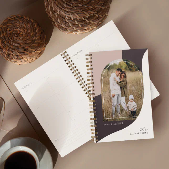 Modern Minimal Abstract Arch family Photo Stylish Planner | Zazzle