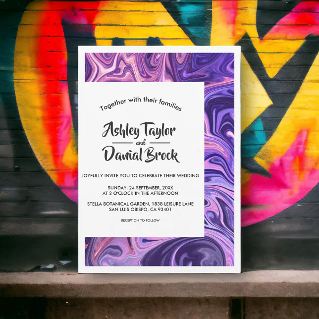 Modern Minimal Abstract Galaxy Art Elegant Wedding Invitation | Zazzle
