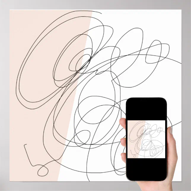 Modern minimal abstract scribble line art poster | Zazzle
