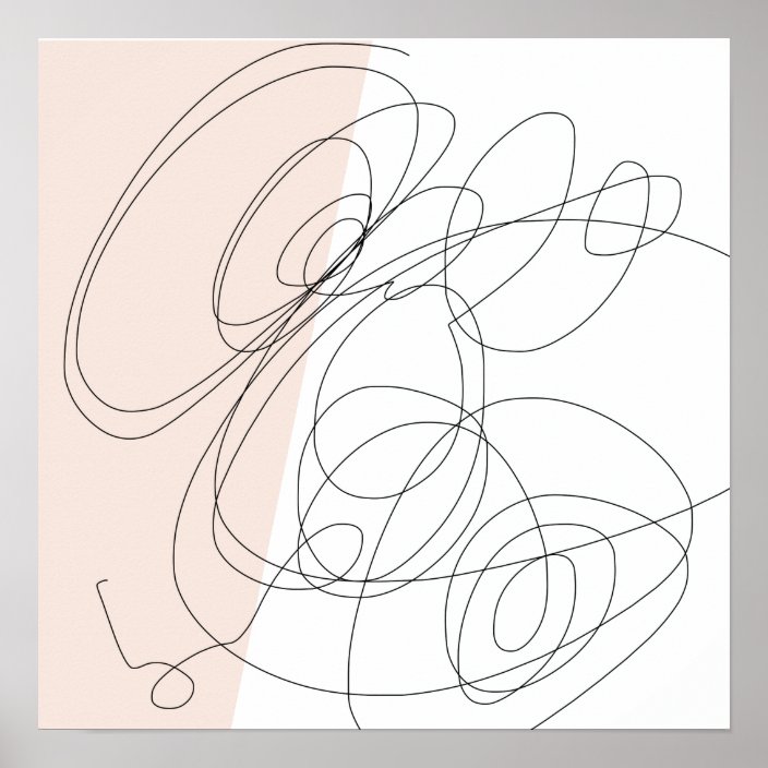 Modern minimal abstract scribble line art poster | Zazzle.com