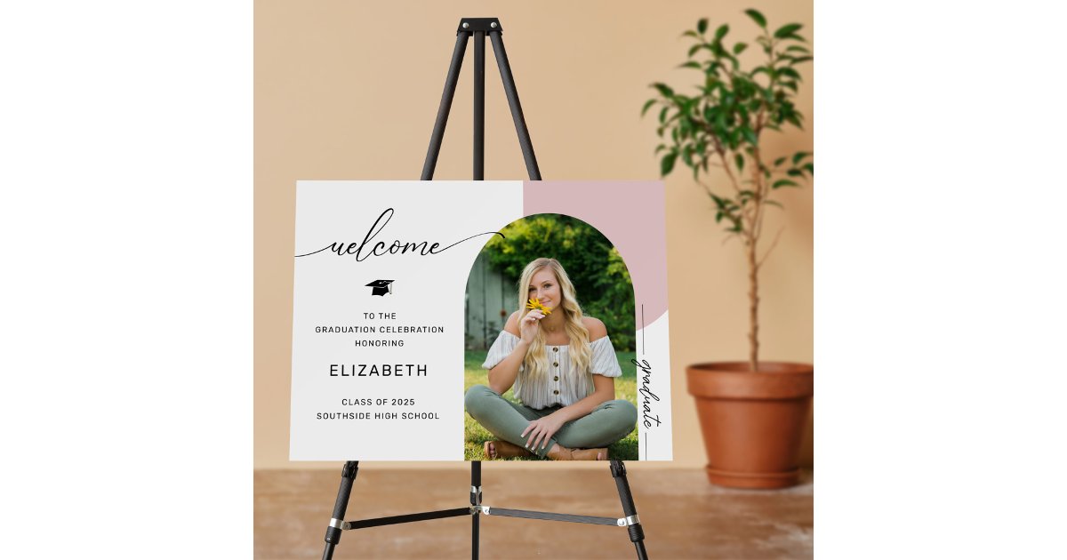 Modern Minimal Arch Photo Graduation Welcome Sign | Zazzle