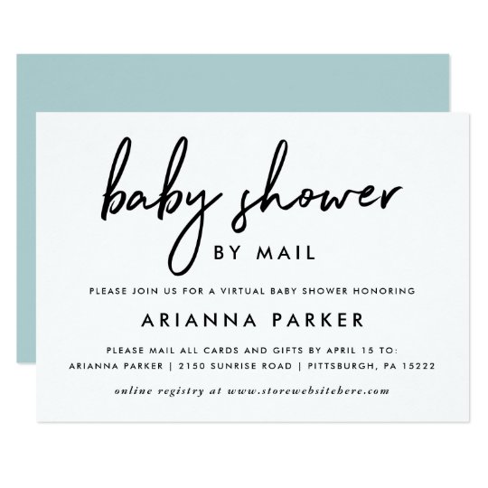 Modern Minimal Baby Shower by Mail | Blue Invitation | Zazzle.com