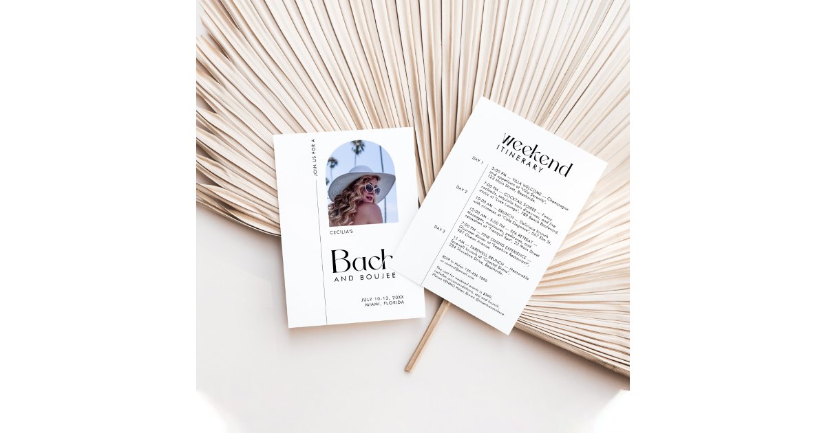 Modern Minimal "Bach & Boujee" Bachelorette Photo Invitation | Zazzle