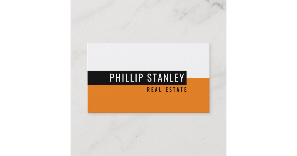 MODERN MINIMAL BAND simple bold black orange Business Card | Zazzle