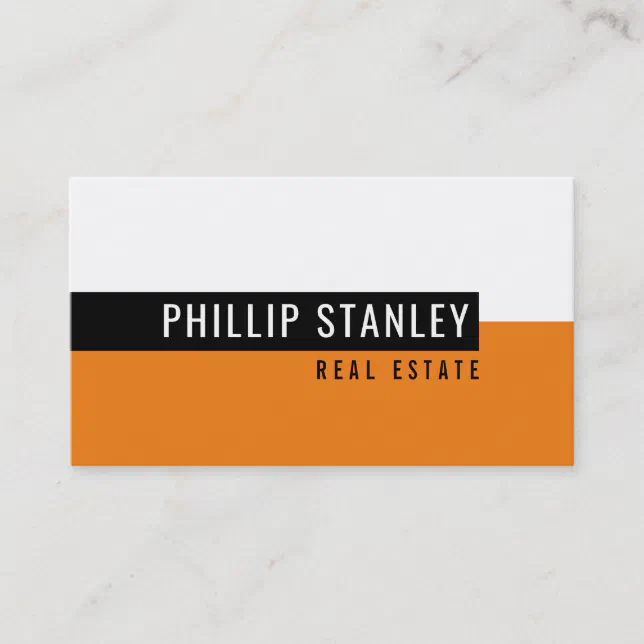 MODERN MINIMAL BAND simple bold black orange Business Card | Zazzle