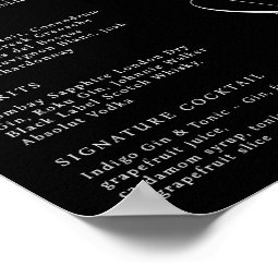Modern & Minimal Bar Menu Script Monogram Black Poster | Zazzle