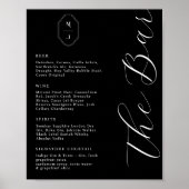 Modern & Minimal Bar Menu Script Monogram Black Poster | Zazzle