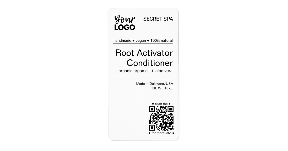 Modern Minimal Black and White Hair Care Product Label | Zazzle