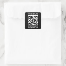 Modern minimal black custom QR code professional Square Sticker | Zazzle