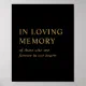 Modern Minimal Black Gold Wedding In Loving Memory Poster | Zazzle