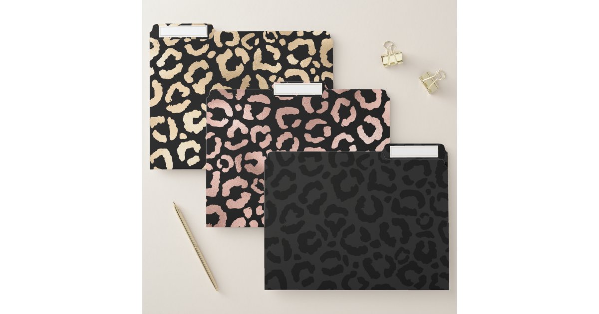Modern Minimal Black Leopard Print File Folder | Zazzle