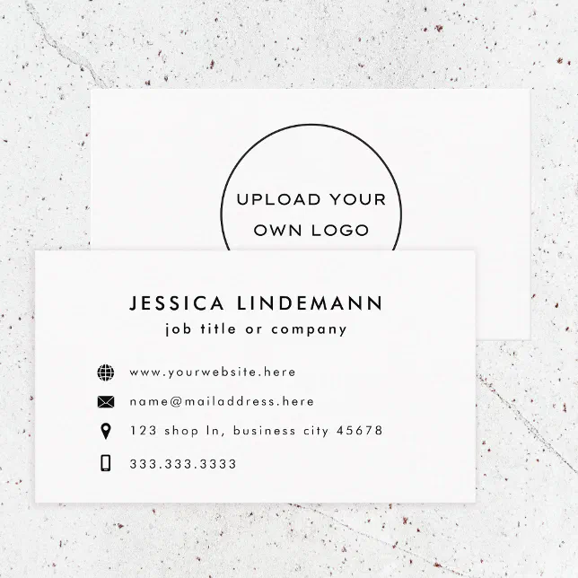 Modern Minimal Black White Custom Logo Business Card | Zazzle
