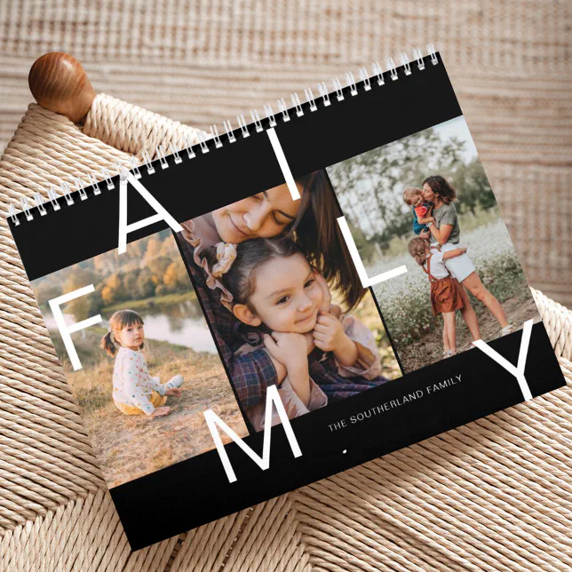 Modern Minimal Bold Letters Family Photo Memories Calendar | Zazzle