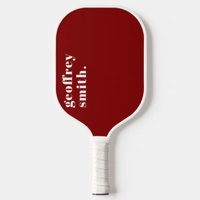 Modern Minimal Bold Red Your Custom Name Pickleball Paddle | Zazzle