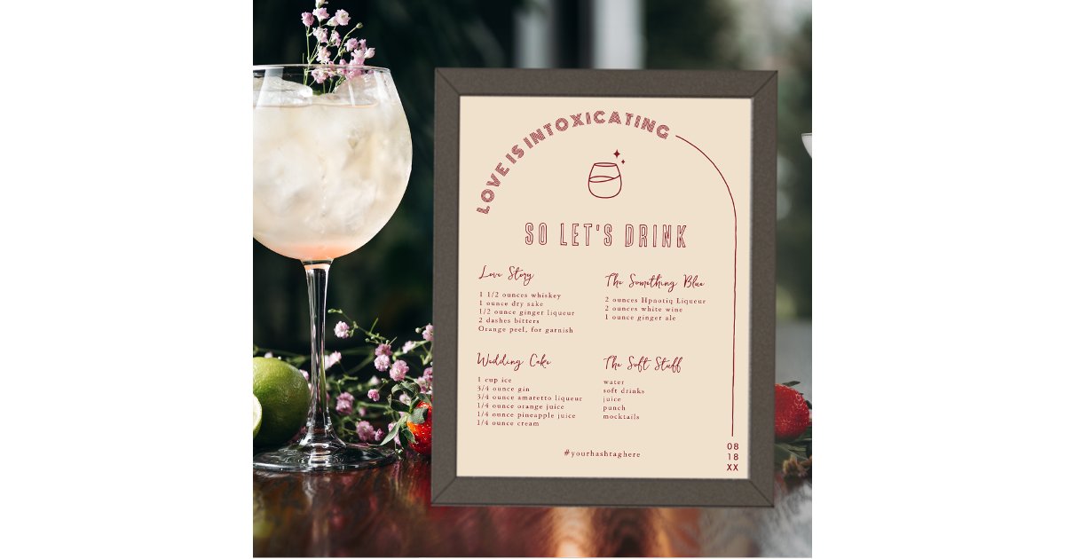 Modern Minimal | Bride & Groom Signature Drink Poster | Zazzle