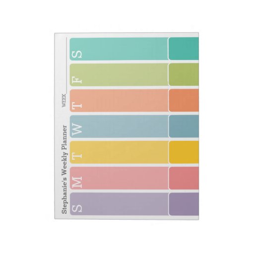Modern Minimal Bright Weekly Planner with Name Notepad | Zazzle