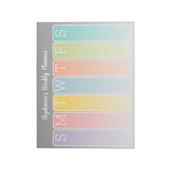 Modern Minimal Bright Weekly Planner with Name Notepad | Zazzle