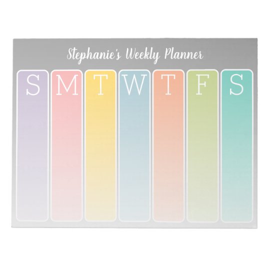 Modern Minimal Bright Weekly Planner with Name Notepad | Zazzle.com
