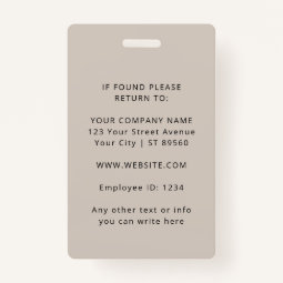 Modern Minimal Business Employee ID Badge | Zazzle