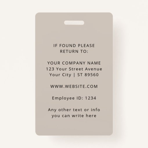 Modern Minimal Business Employee ID Badge | Zazzle