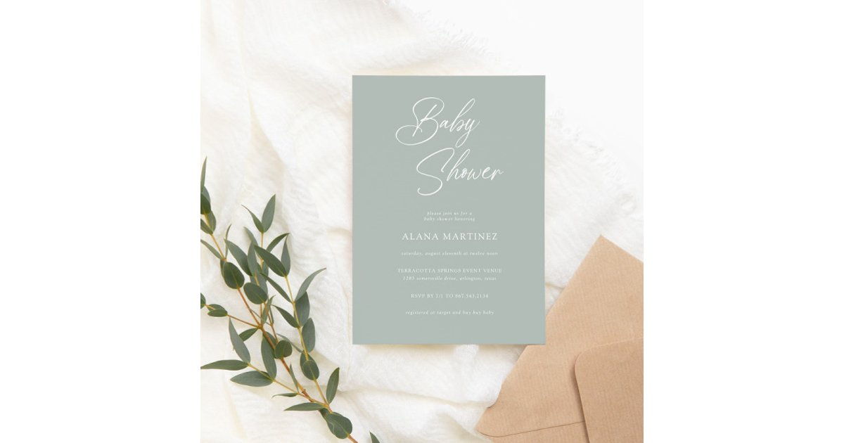 Modern Minimal Calligraphy | Baby Shower Invitation | Zazzle