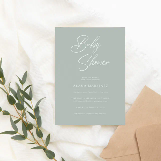 Modern Minimal Calligraphy | Baby Shower Invitation | Zazzle