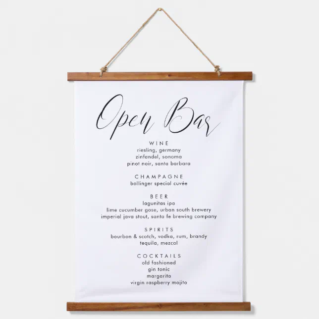 Modern Minimal Calligraphy Canvas Bar Menu Hanging Tapestry | Zazzle