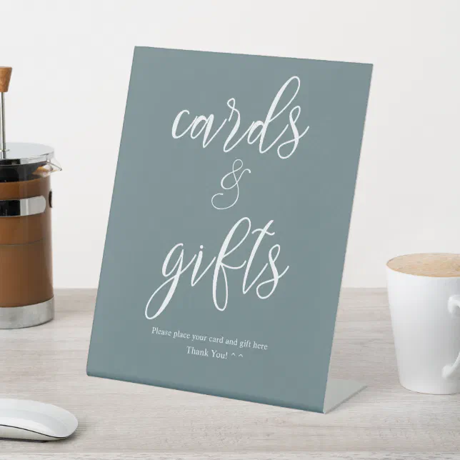 Modern Minimal Calligraphy Cards & Gifts Pedestal Sign | Zazzle