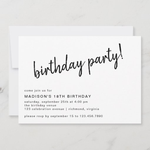 Modern Minimal | Casual Script Any Age Birthday Invitation | Zazzle
