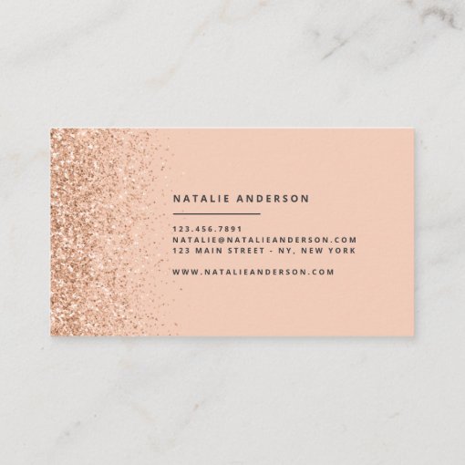 Modern minimal chic peach glitter girly business card | Zazzle