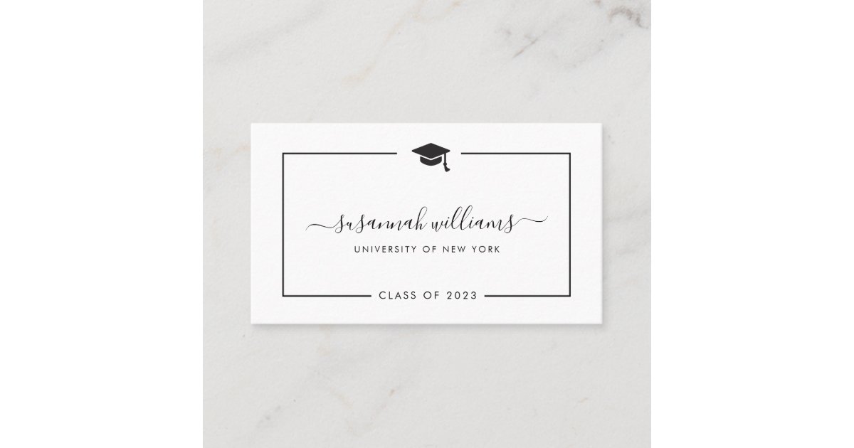 Modern Minimal Chic Script Graduation Calling Card | Zazzle
