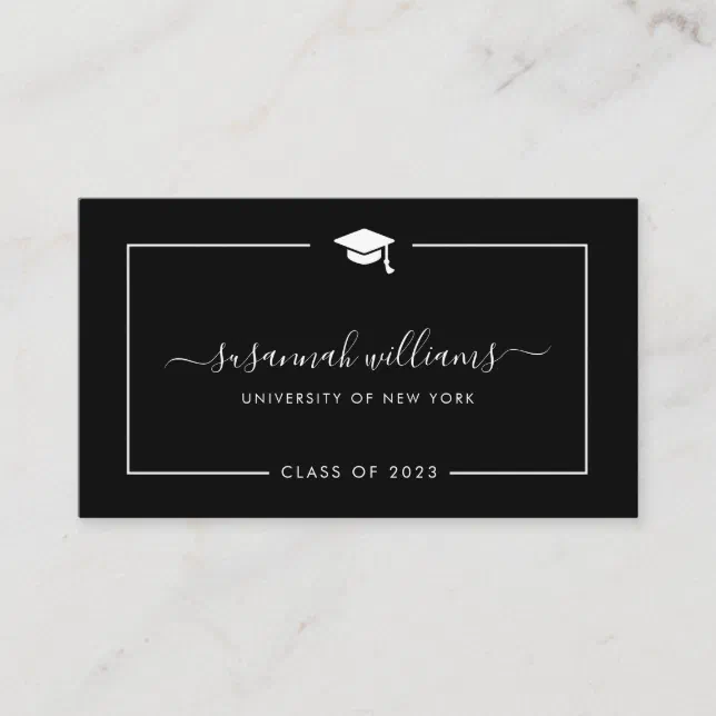 Modern Minimal Chic Script Graduation Calling Card | Zazzle