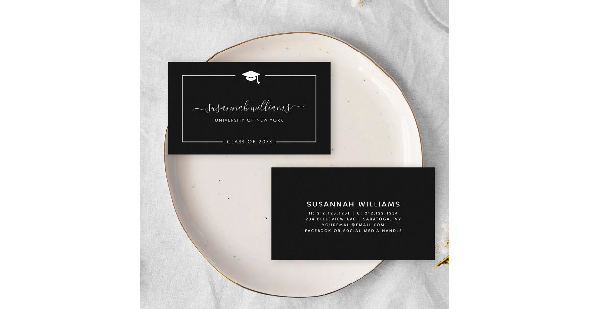 Modern Minimal Chic Script Graduation Calling Card | Zazzle