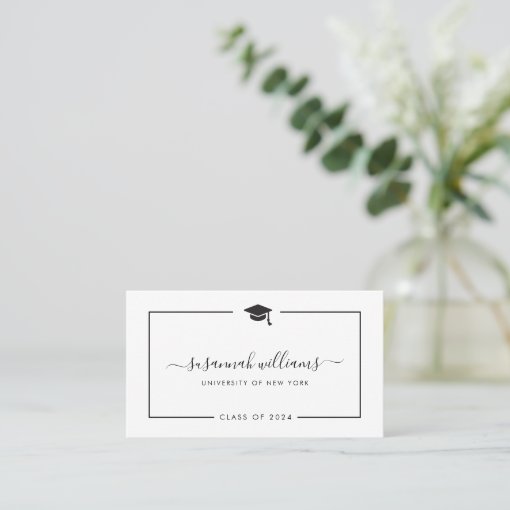 Modern Minimal Chic Script Graduation Calling Card | Zazzle