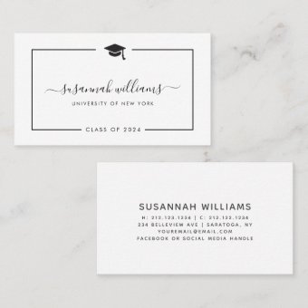 Modern Minimal Chic Script Graduation Calling Card | Zazzle