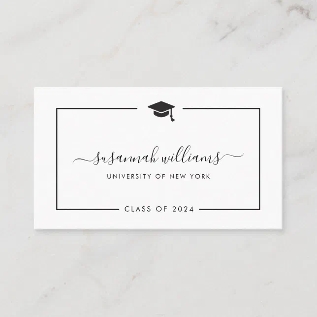 Modern Minimal Chic Script Graduation Calling Card | Zazzle