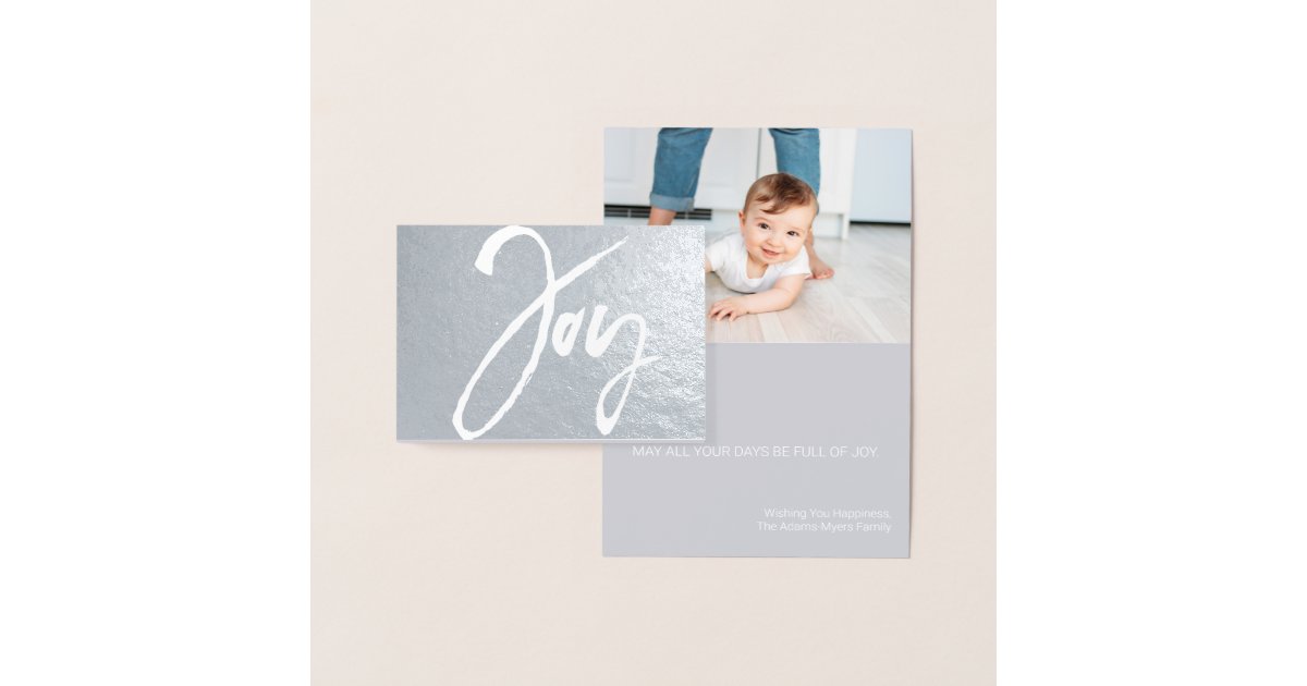 Modern Minimal Christmas Photo Card Joy Mini | Zazzle